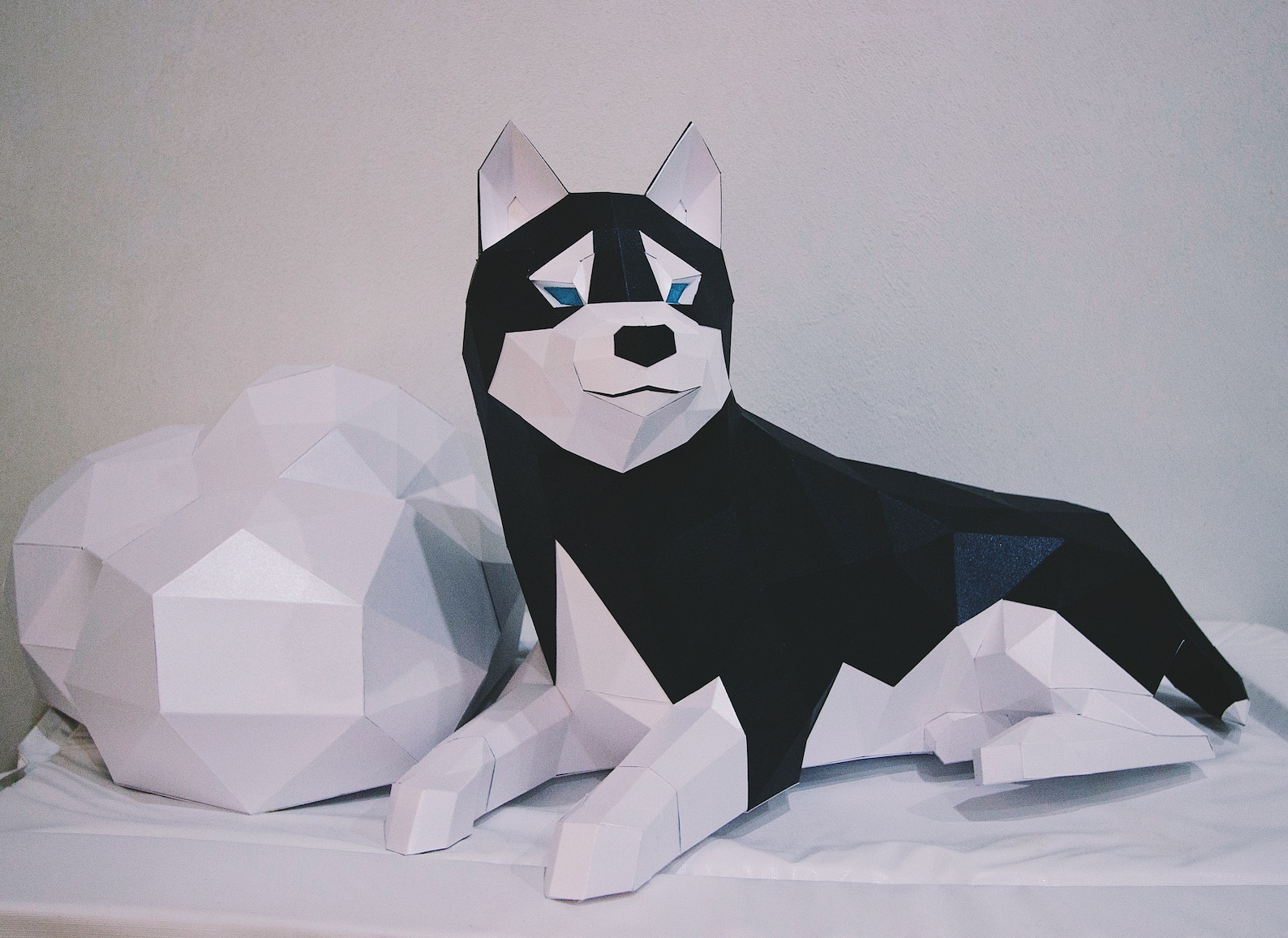 Papercraft 3D LYING HUSKY DOG Puppy Pepakura Pdf Template Low - Etsy