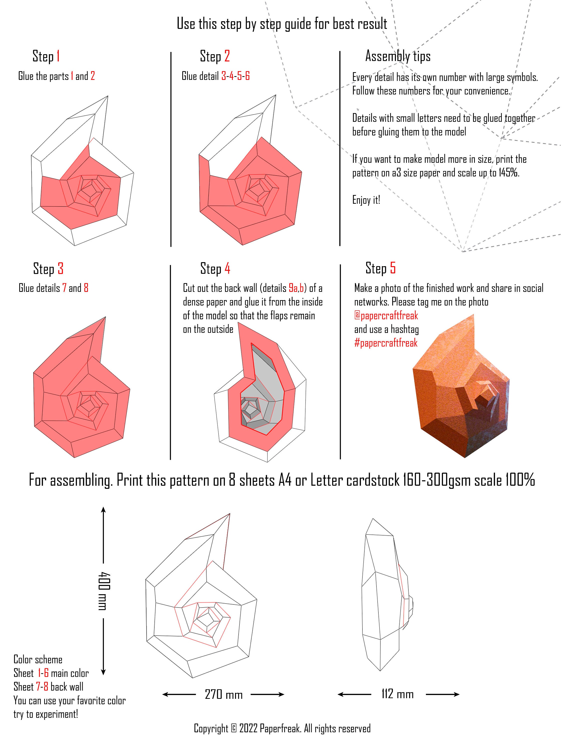 Papercraft 3d SHELL 2 Pepakura Sea Creatures Paperfreak Low | Etsy