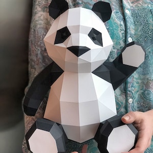 Papercraft 3D PANDA BEAR TOY Figure Pepakura Low Poly Paper Sculpture ...