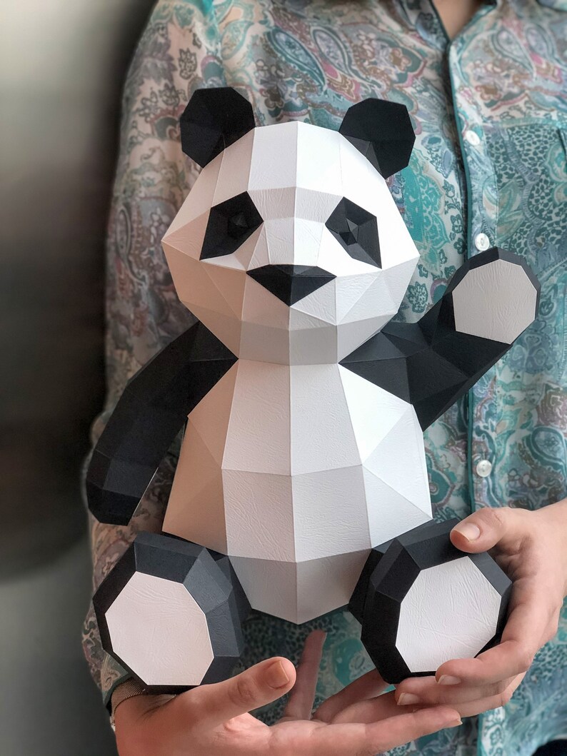 Papercraft 3D PANDA BEAR TOY Figure Pepakura Low Poly Paper - Etsy