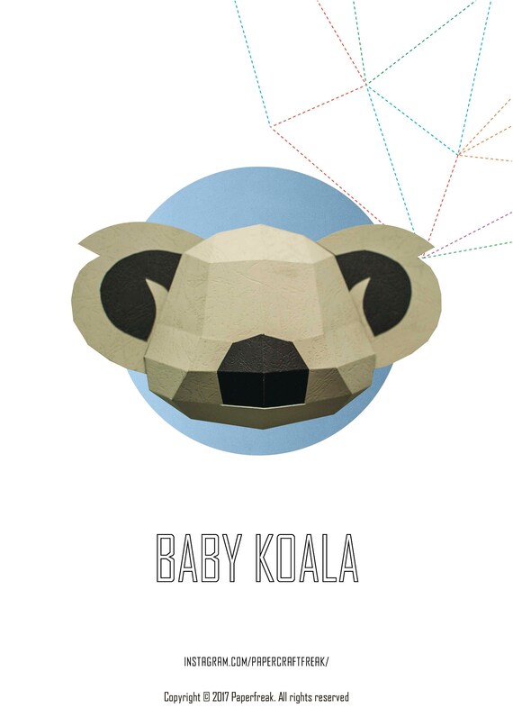 Papercraft 3d BABY KOALA Pepakura Small Australian Animal - Etsy