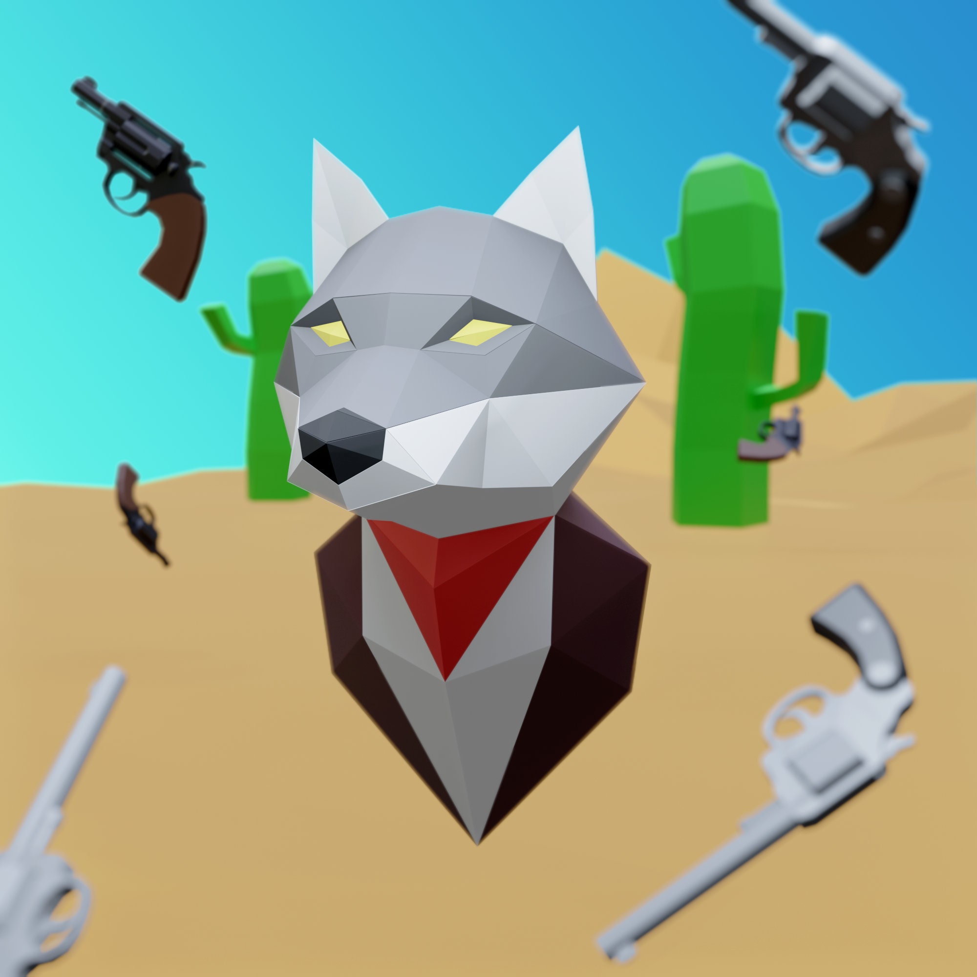 Papercraft 3D WOLF IN SUIT Pepakura Low Poly Paper Sculpture - Etsy