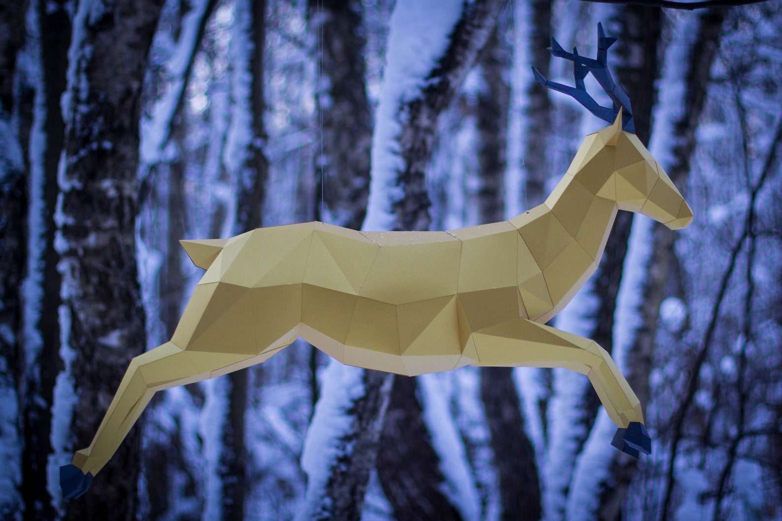 Papercraft 3D FLYING DEER Christmas Low Poly Paper Sculpture - Etsy