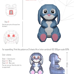 Papercraft 3d RABBIT BUNNY BIG 3D Low Poly Paper Sculpture Diy Gift ...