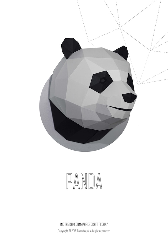 Papercraft 3D PANDA BEAR HEAD Pepakura Low Poly Paper | Etsy UK