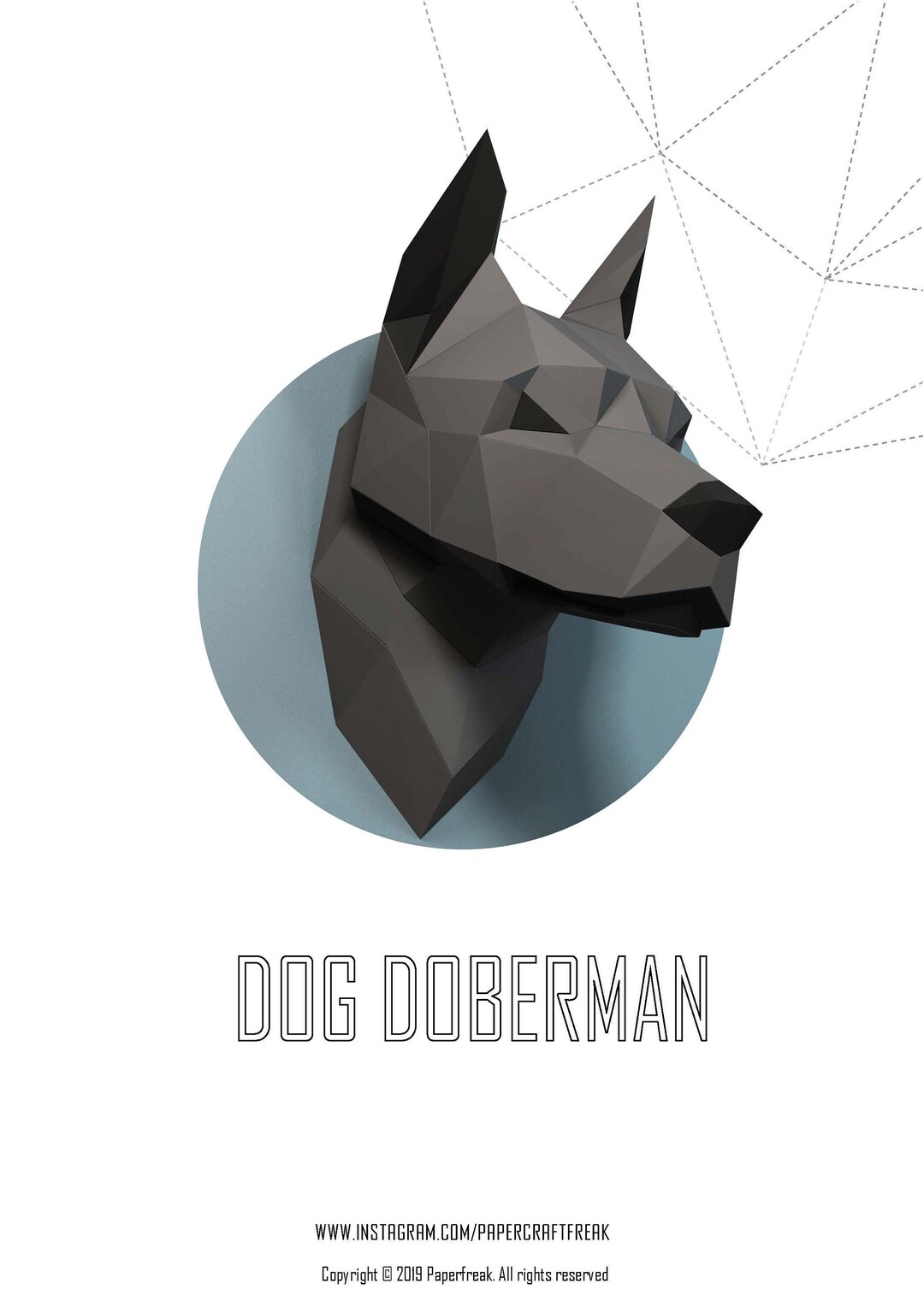 Papercraft 3d DOBERMAN DOG HEAD Old Low Poly Paper Sculpture Diy Gift ...