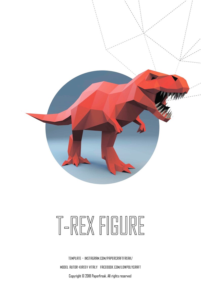 Papercraft Dinosaur T-REX TYRANNOSAURUS 3D Low Poly Paper - Etsy