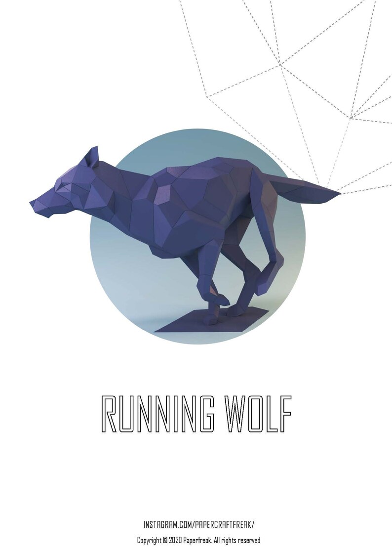 Papercraft 3D RUNNING WOLF FIGURE Pepakura Low Poly Paper | Etsy