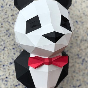 Papercraft 3D PANDA BEAR in SUIT Pepakura Low Poly Paper Sculpture Diy ...