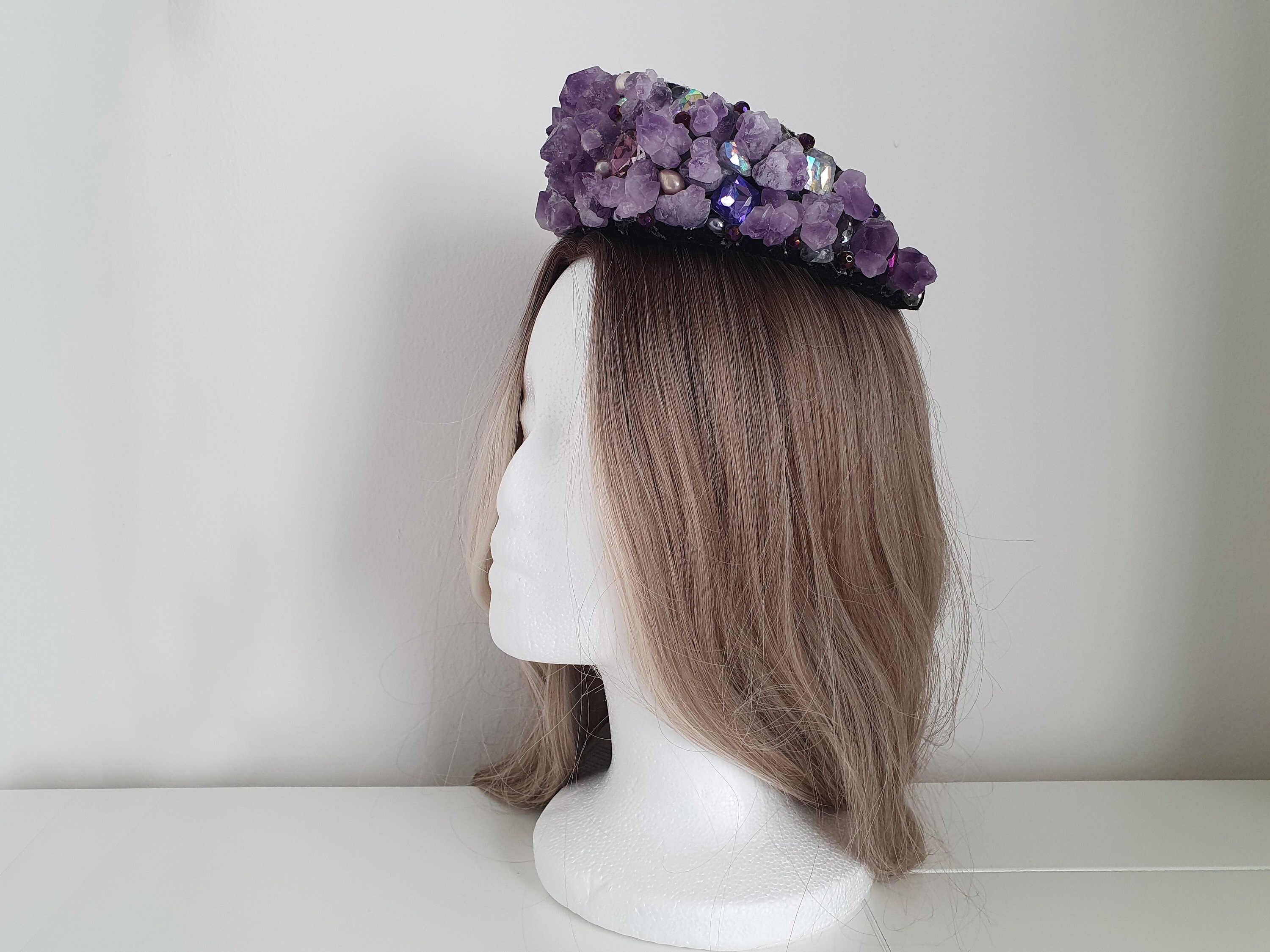 Real Purple Quartz Crown • Crown With Pearls and Rhinestones • Alt ...