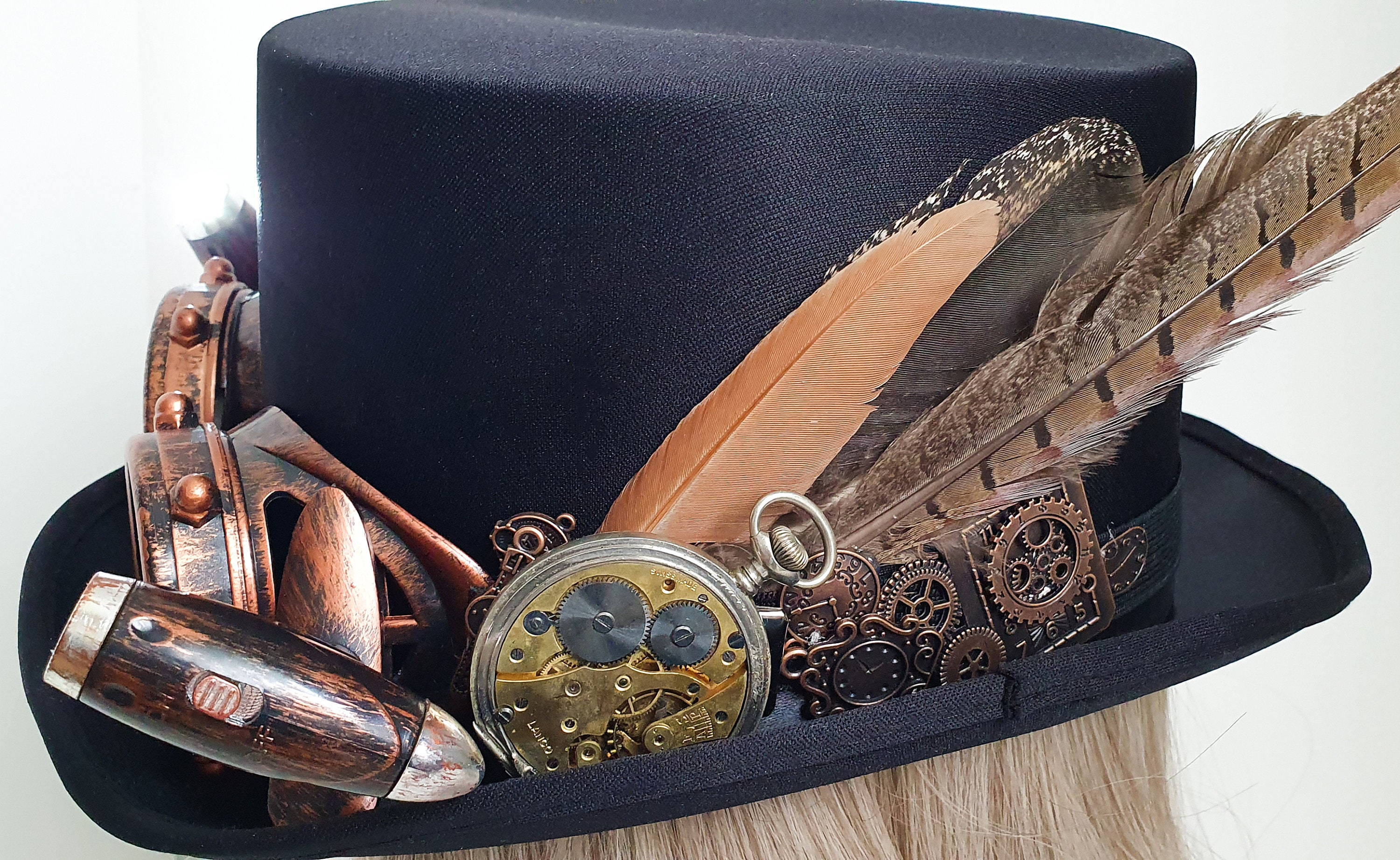 Sombrero Steampunk con luces • Sombrero negro Steampunk con gafas ...