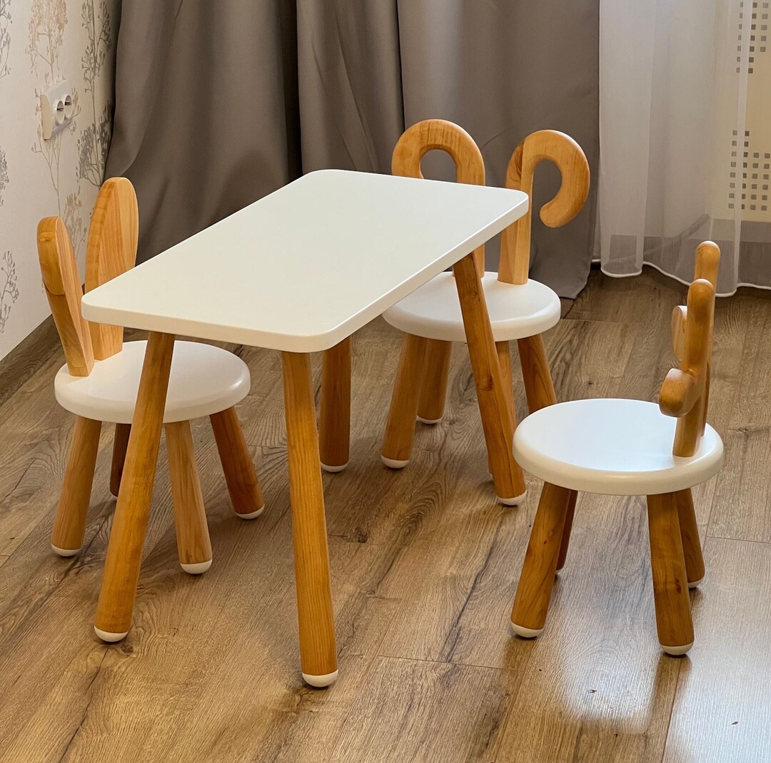 Wooden Kids Montessori Rectangular Table and Chair Set - Etsy