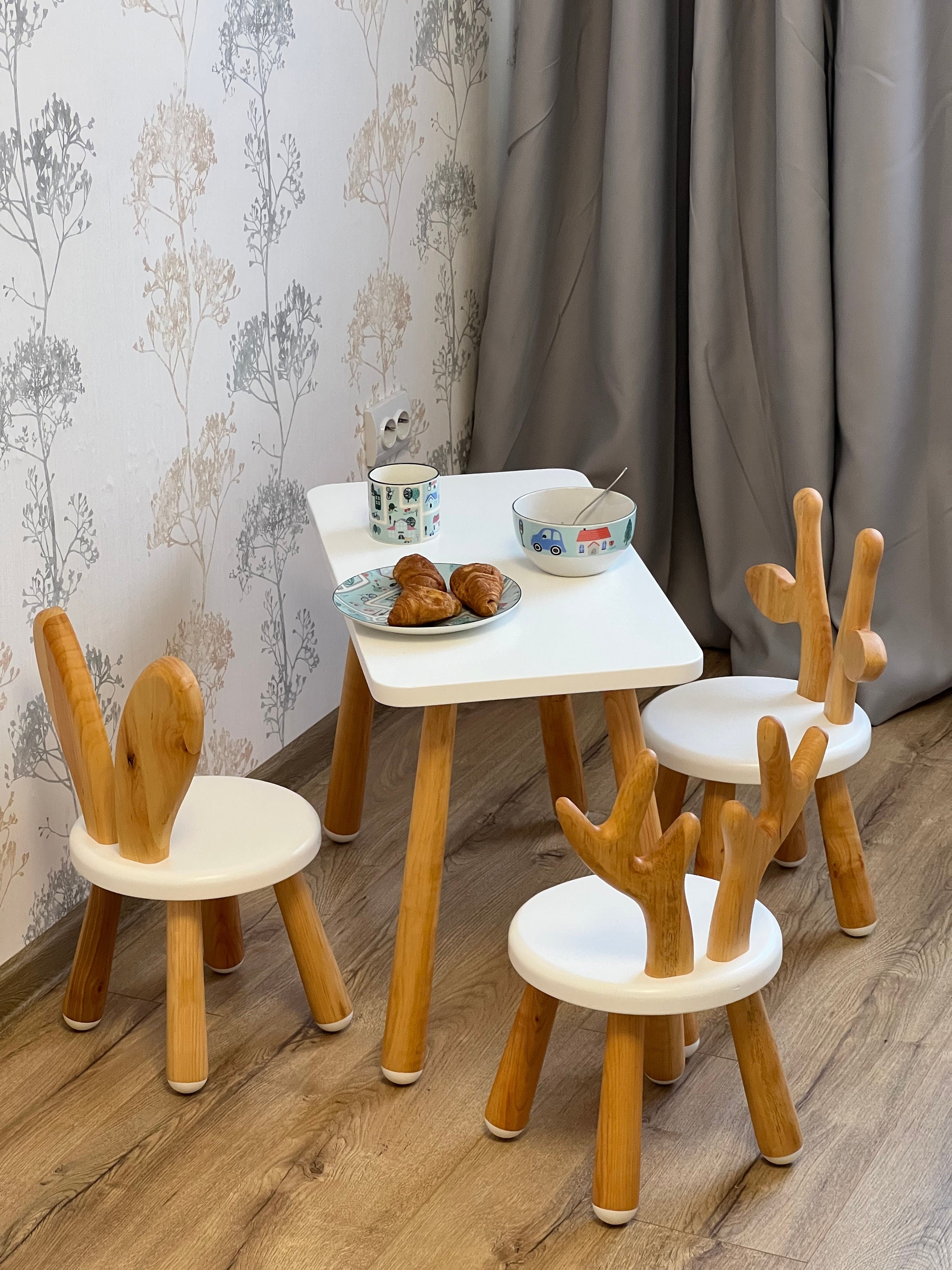 Wooden Kids Montessori Rectangular Table and Chair Set - Etsy