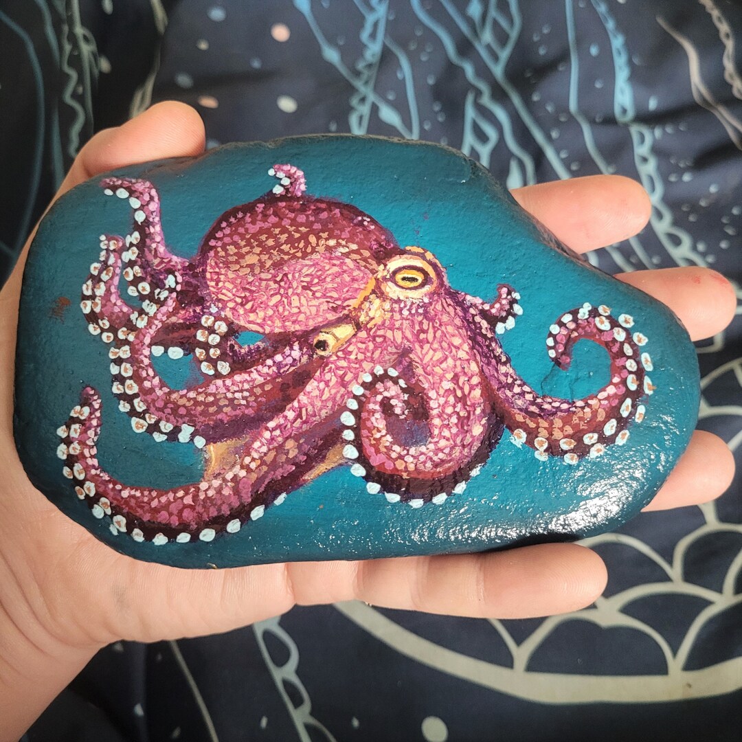 Coconut Octopus Painted Stone - Etsy