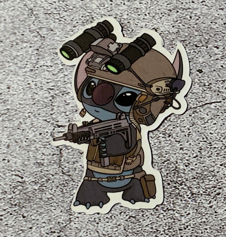 Tactical Stitch Uzi Sticker - Etsy