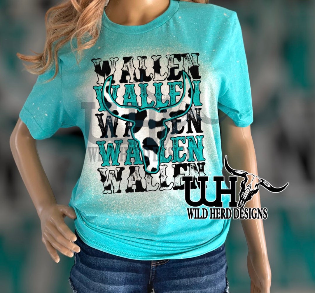 Wallen Shirt Teal Cowprint Skull Country Musicconcert Shirt - Etsy