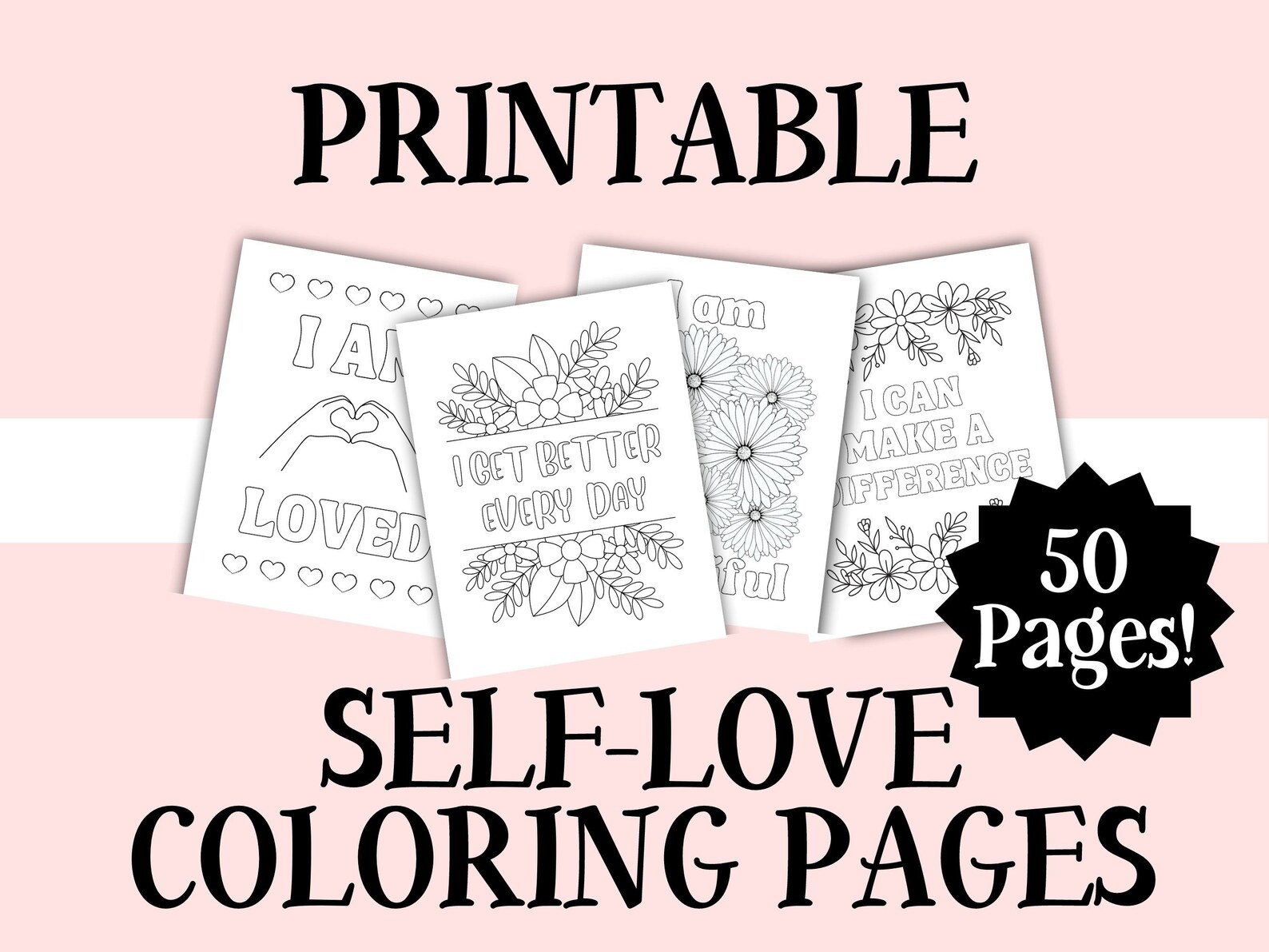 PRINTABLE Positive Affirmation Coloring Pages for Teen Girls, Coloring ...