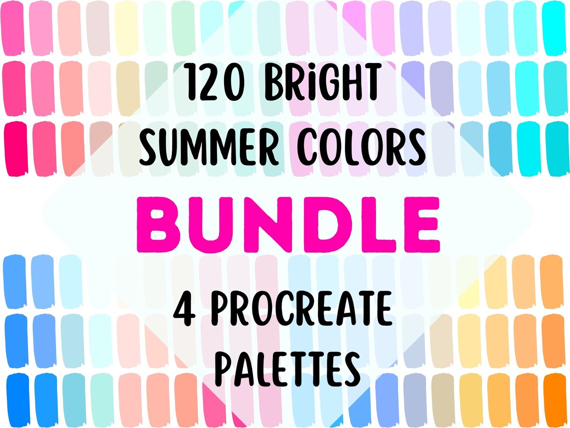 120 Bright Summer Colors, 4 Procreate Palette Bundle, Color Palettes ...