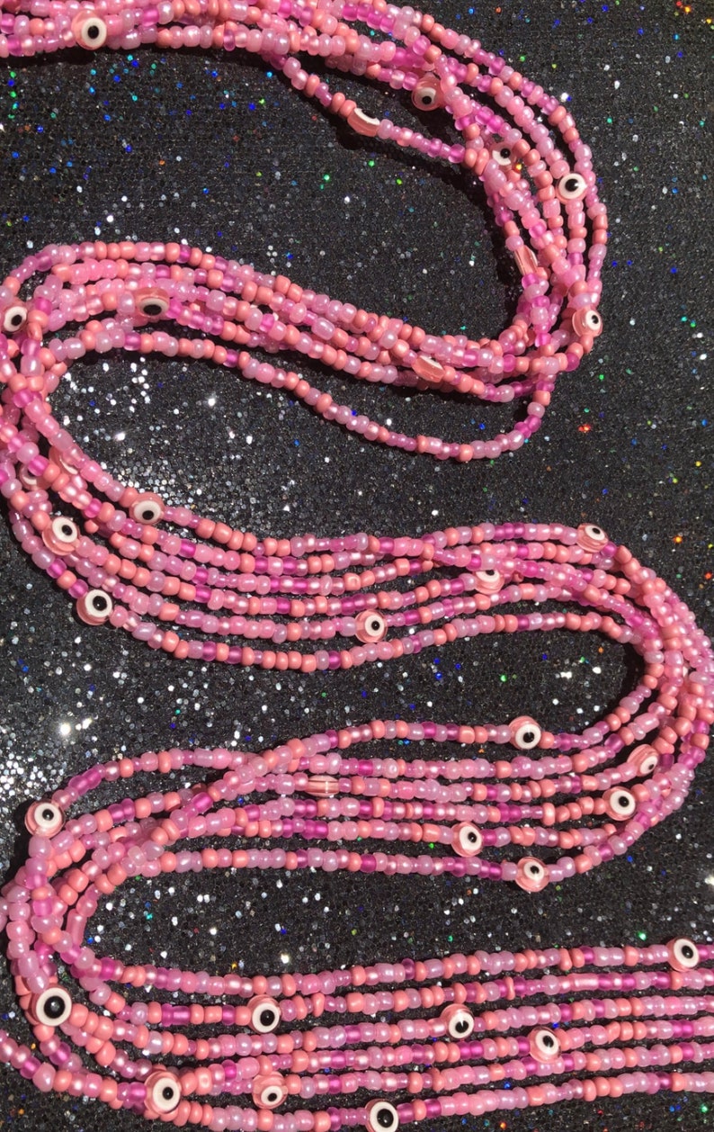 Pink Evil Eye Waist Beads - Etsy