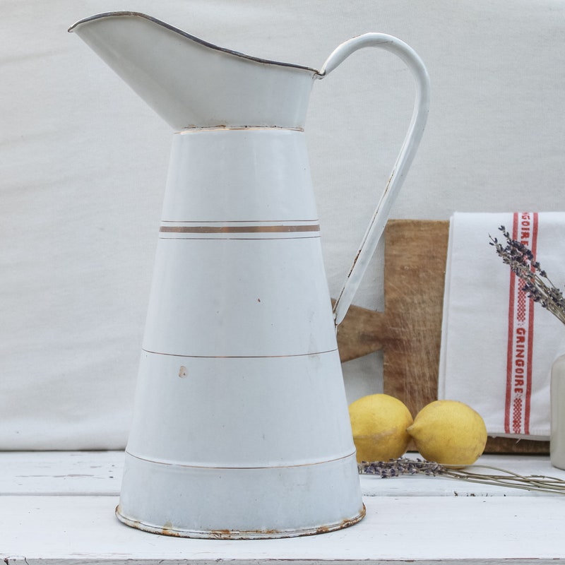 French Enamelware Pitcher - Etsy