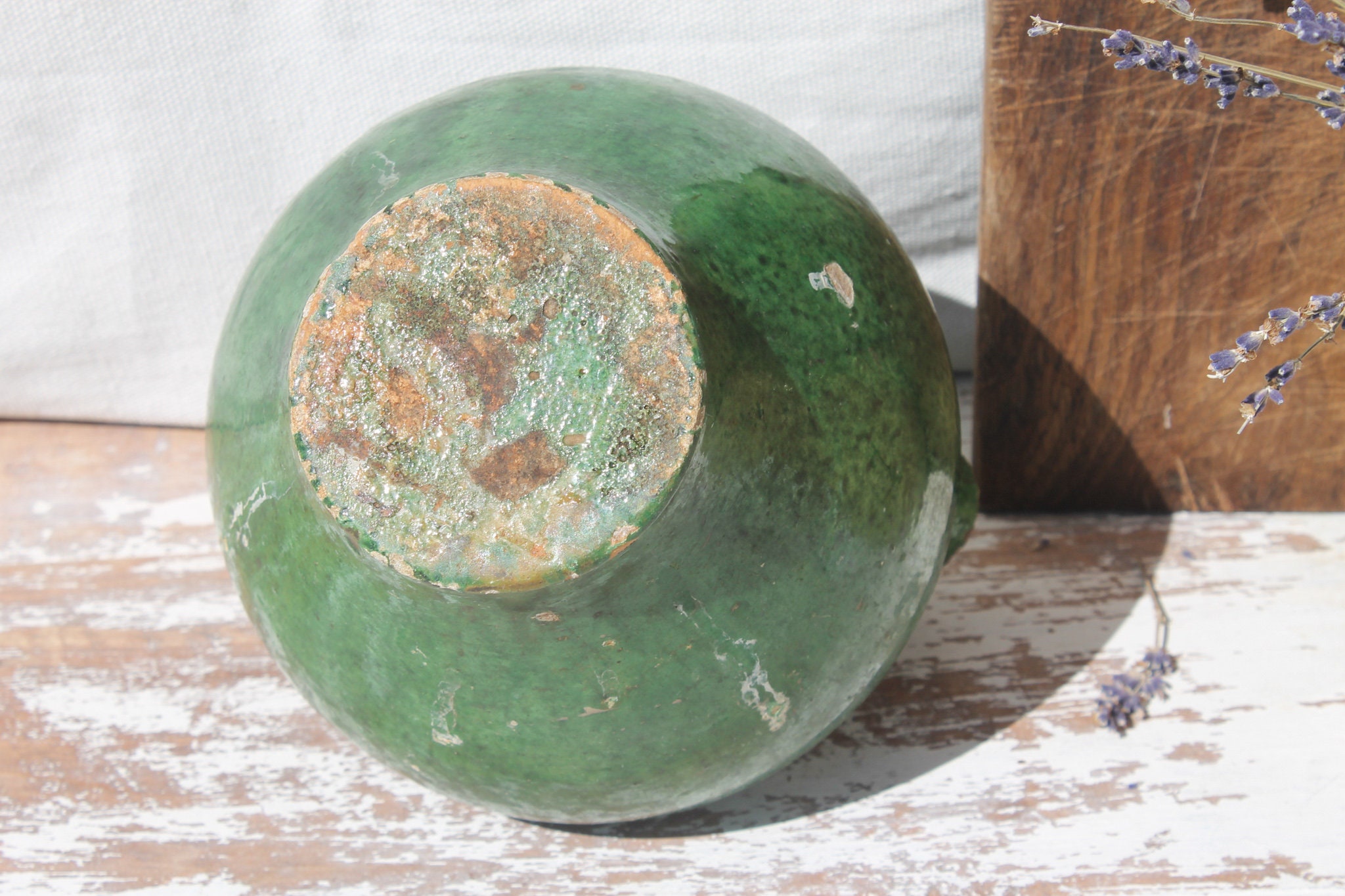 Beautiful Small Dark Green Antique French Wine or Water Jug Vessel ...