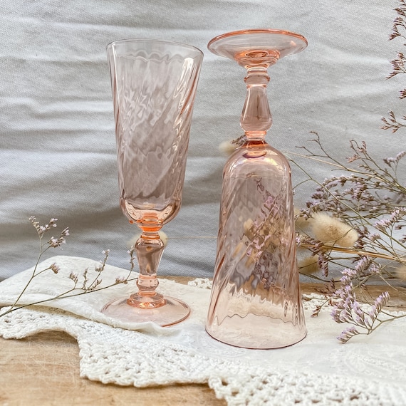 Set of 8 Vintage Champagne Glasses Flutes Luminarc Rosaline Pink Swirl French Bistro Glasses Drinkware Barware Coupe Stemmed Glass Etsy UK
