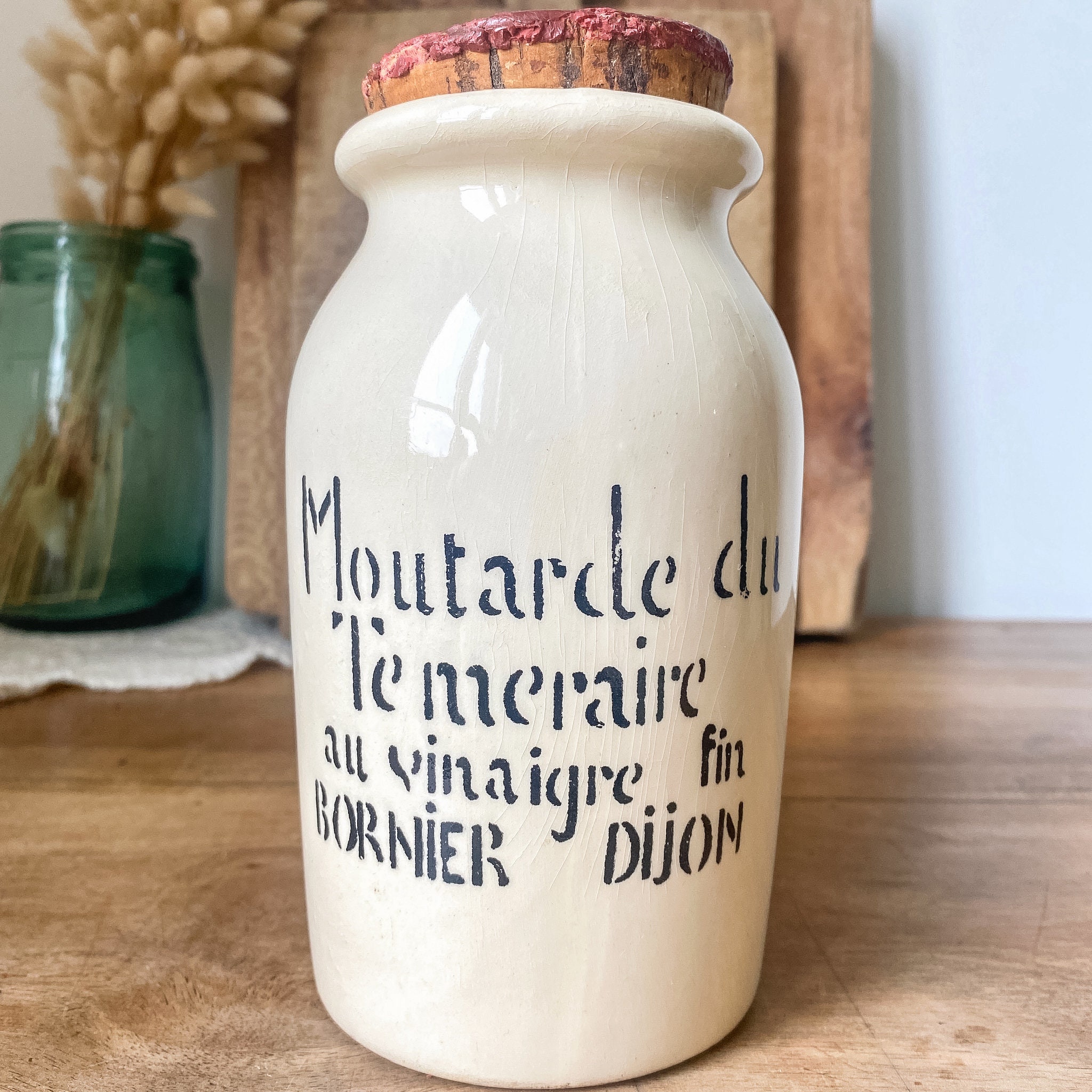 Vintage French Dijon Mustard Jar, Ceramic Ivory Maison Bornier Moutarde ...