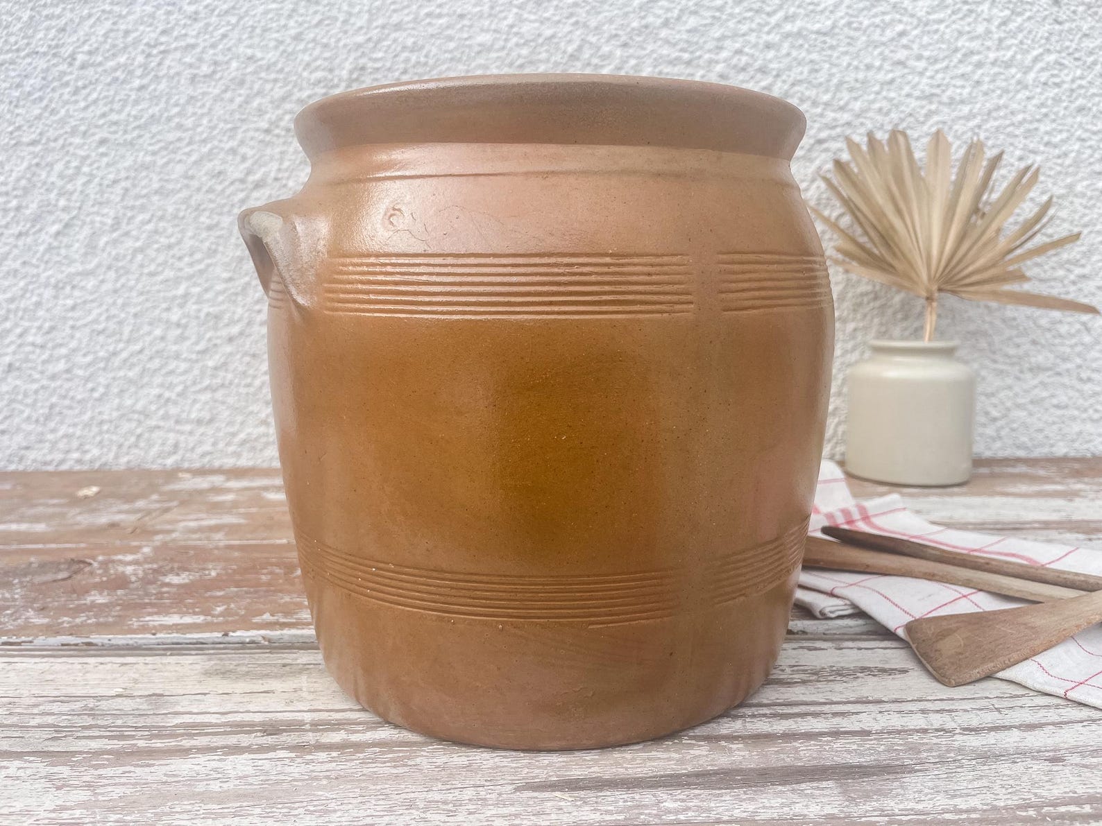 Large French Antique Glazed Stoneware Brown Confit Pot, Grease Pot ...