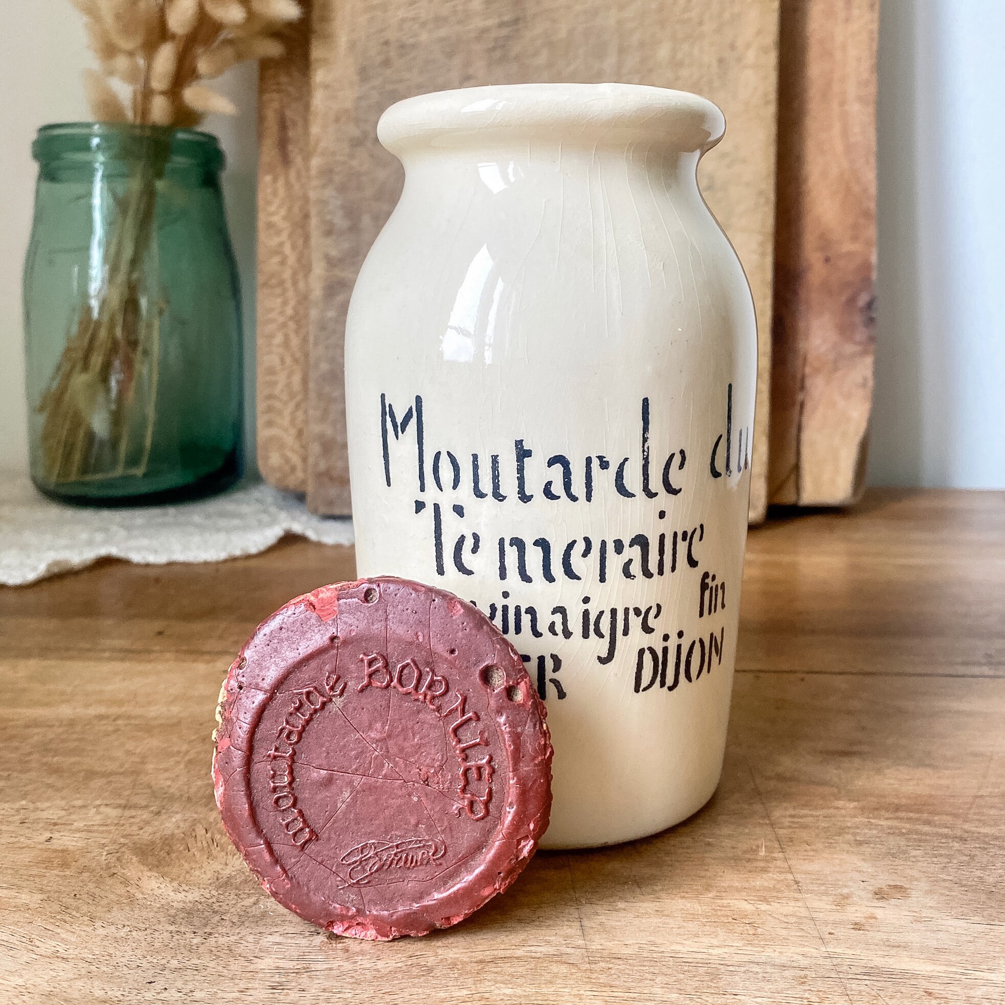 Vintage French Dijon Mustard Jar, Ceramic Ivory Maison Bornier Moutarde ...