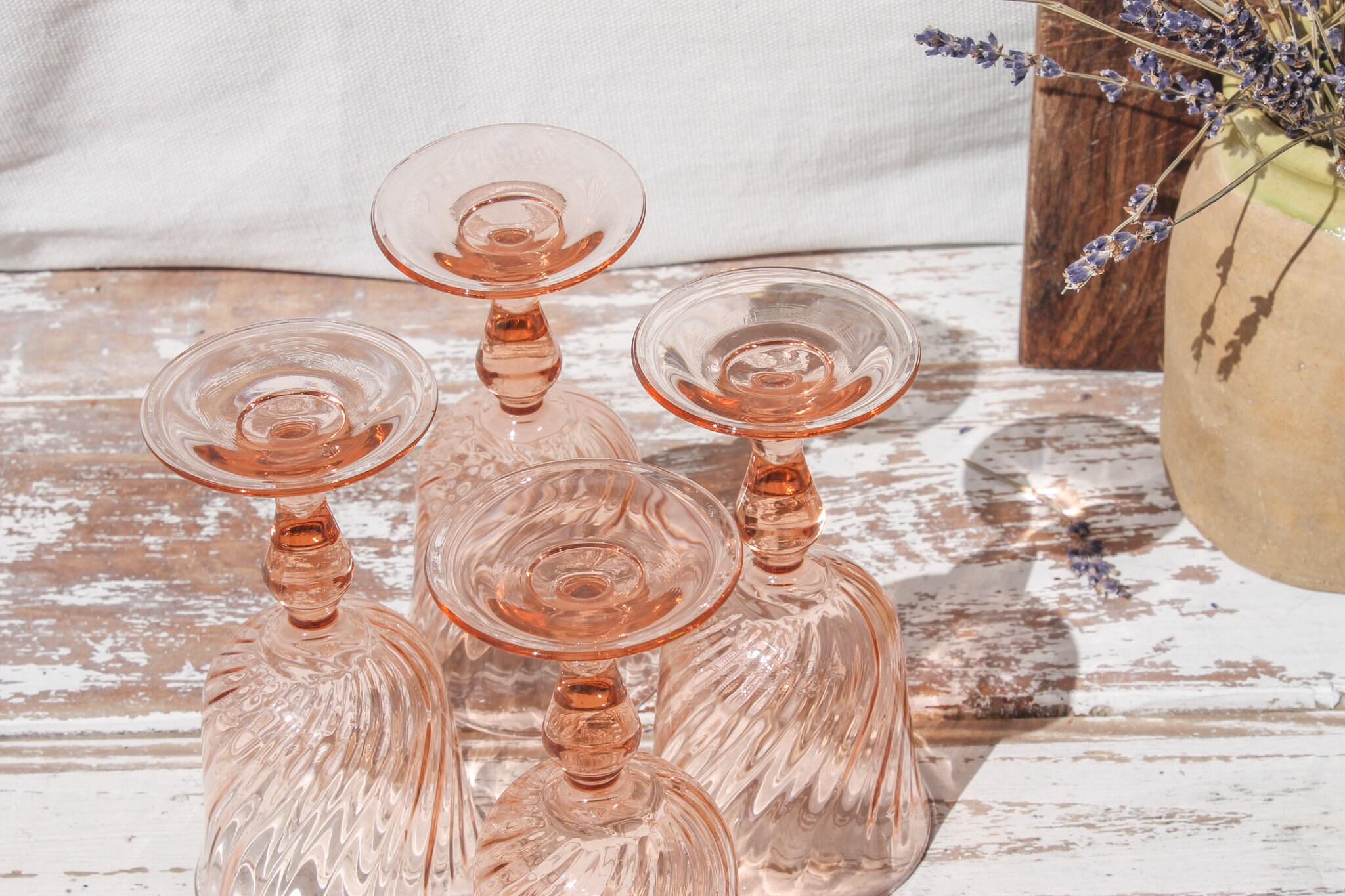 Set of 4 Rosaline Arcoroc Luminarc Pink Swirl Water or Wine - Etsy