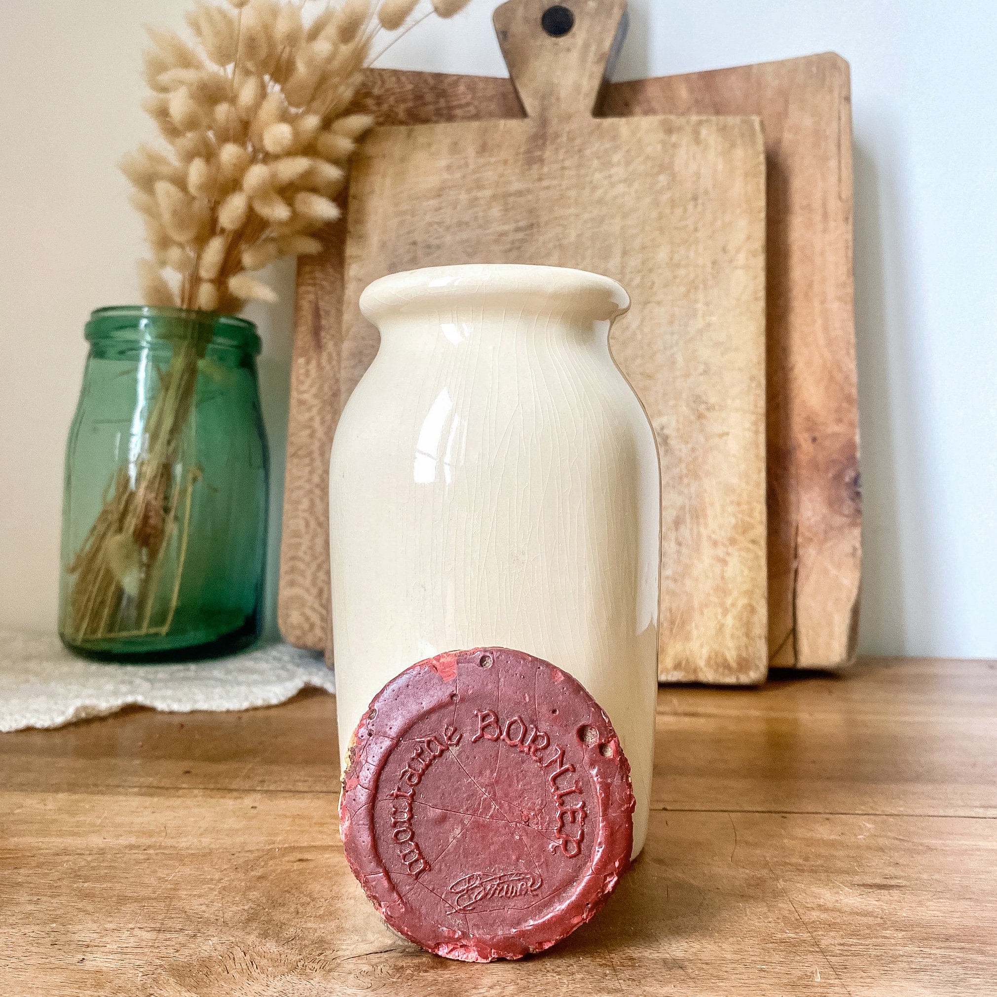 Vintage French Dijon Mustard Jar, Ceramic Ivory Maison Bornier Moutarde ...