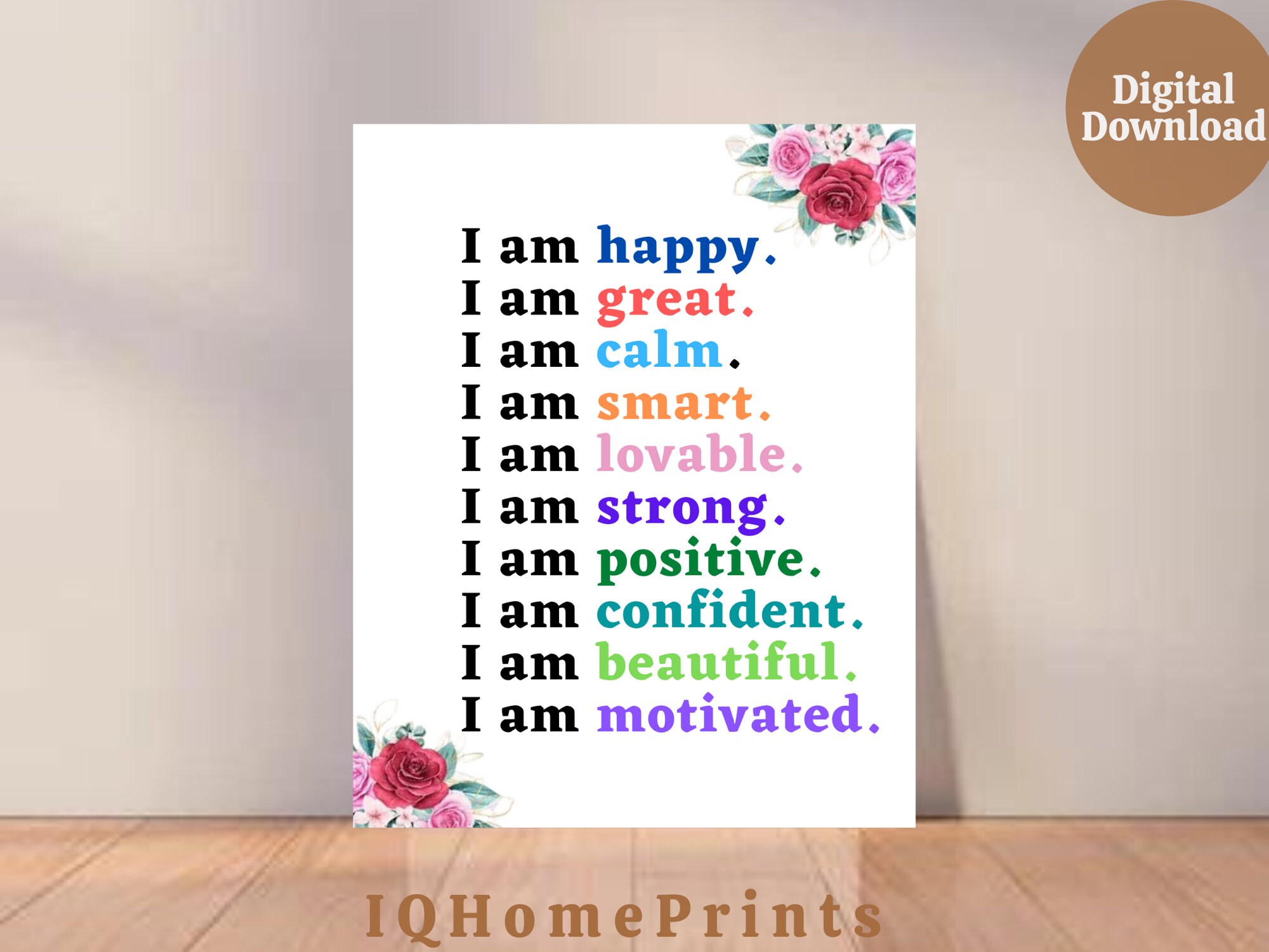 Positive Kid Affirmations, Homeschool Art, Colorful Wall Art, Printable ...