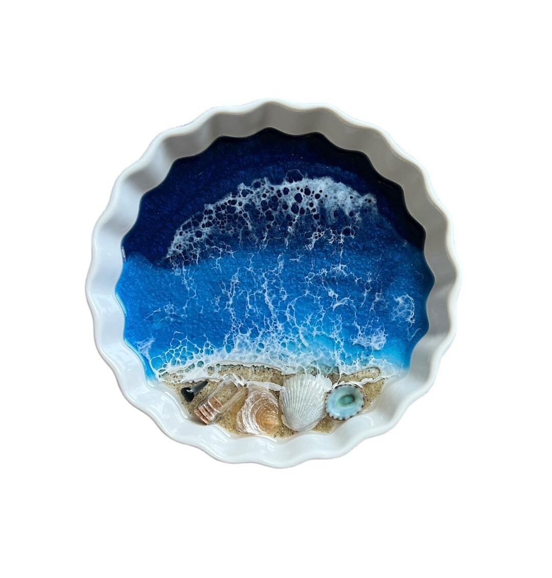 Ring Dish. Trinket Tray. Ocean Resin Art. Ocean Waves. Gift. Hostess ...
