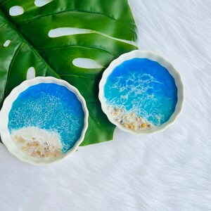 Ring Dish. Trinket Tray. Ocean Resin Art. Ocean Waves. Gift. Hostess ...