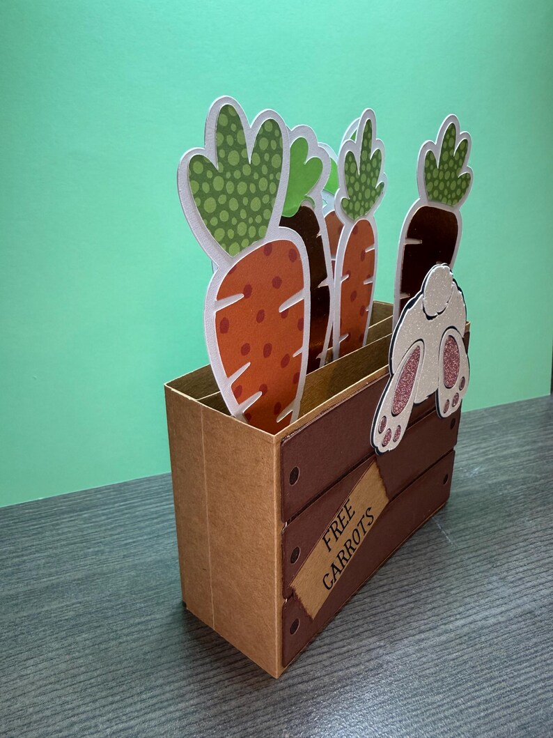 Easter Bunny Carrot Crate 3D Box Card | Spring Shelf Sitter, Layered ...