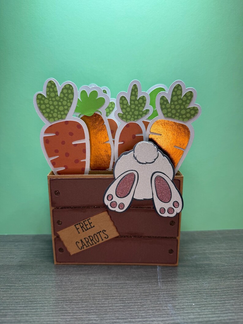 Easter Bunny Carrot Crate 3D Box Card | Spring Shelf Sitter, Layered ...