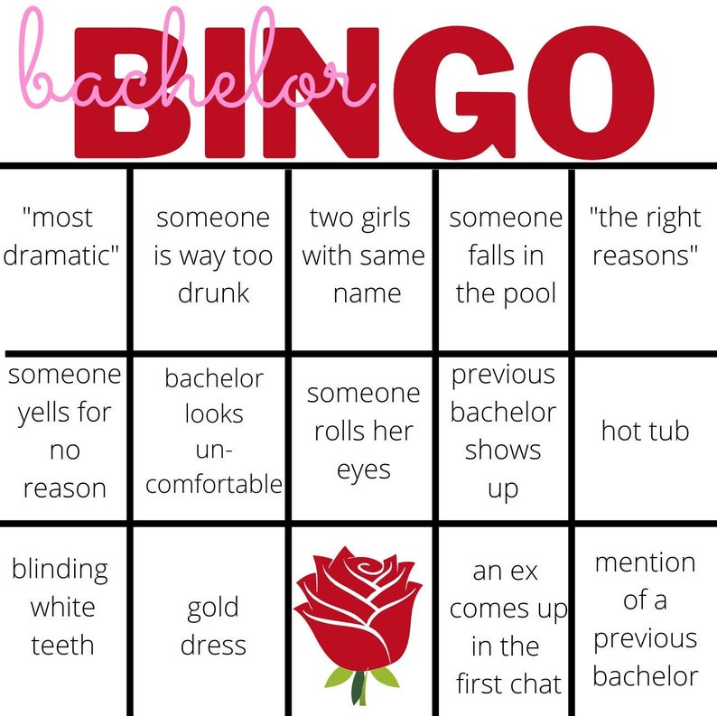 Bachelor Bingo Printable for Bachelor Watching Party - Etsy