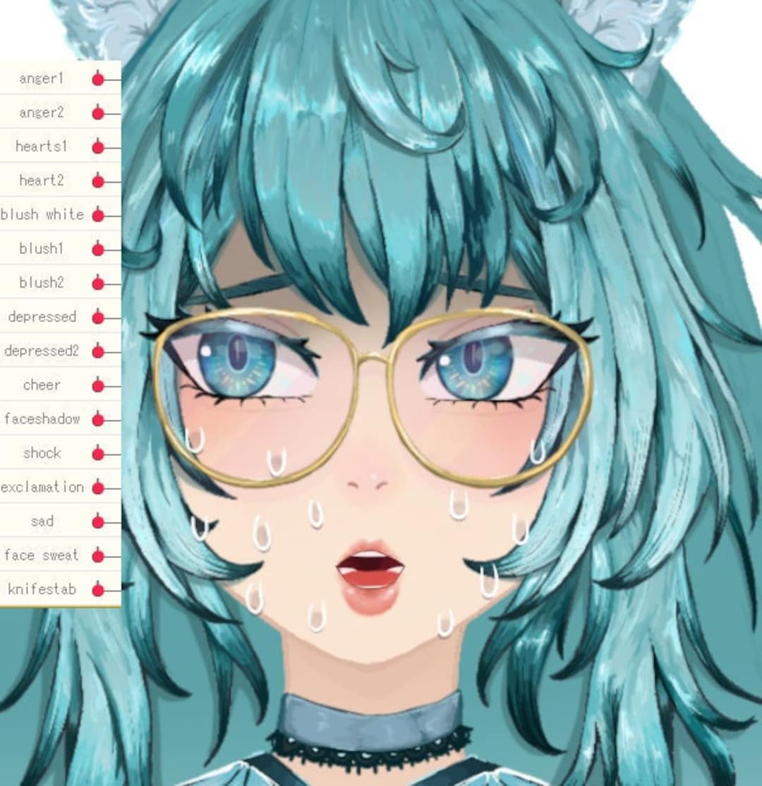 Live2d Vtuber Expression Emoticon Pack: Anger, Shock, Blush (vtube ...