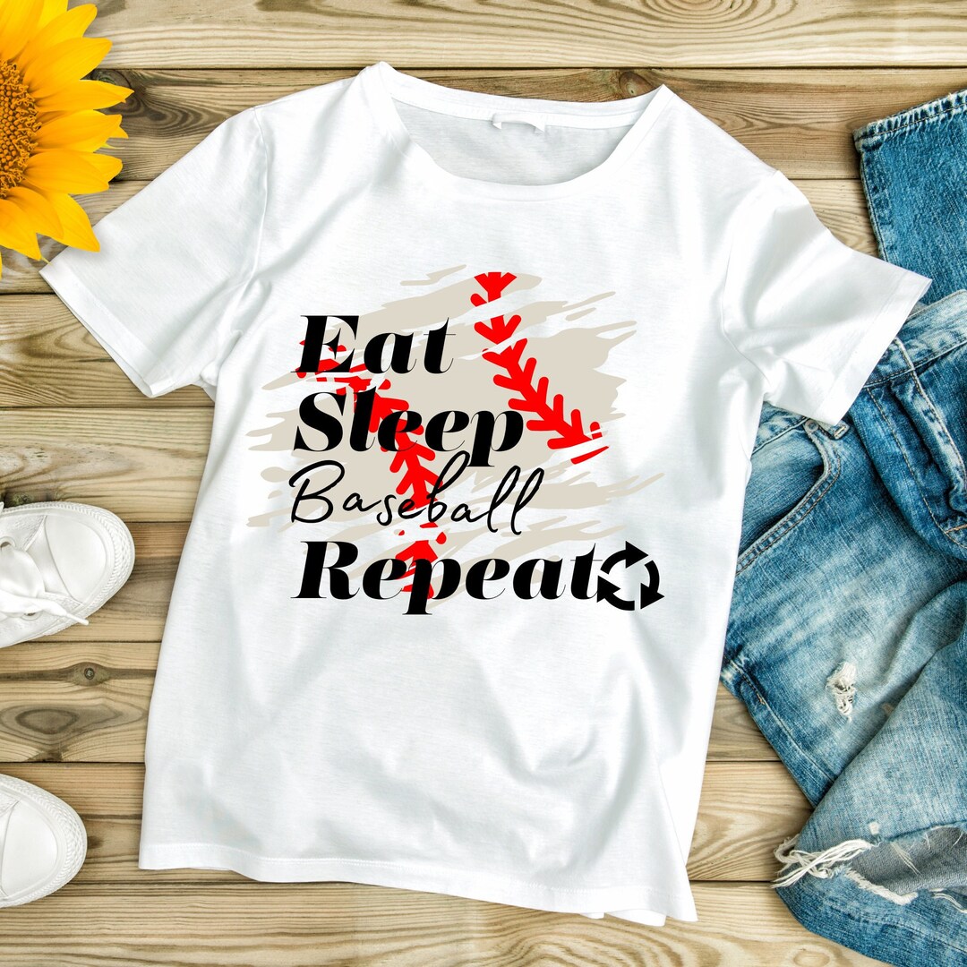 Eat Sleep Baseball Repeat Svg , Baseball Svg, Funny Baseball T-shirt ...