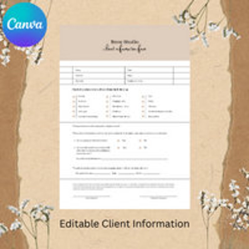 Editable Client Information, Canva Printable Customer Information, Client Profile Template ...