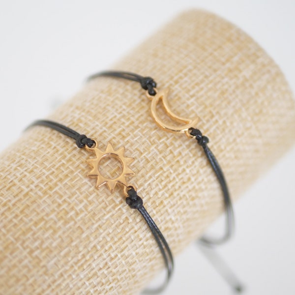 Friendship Bracelet Sun and Moon Gold - Etsy
