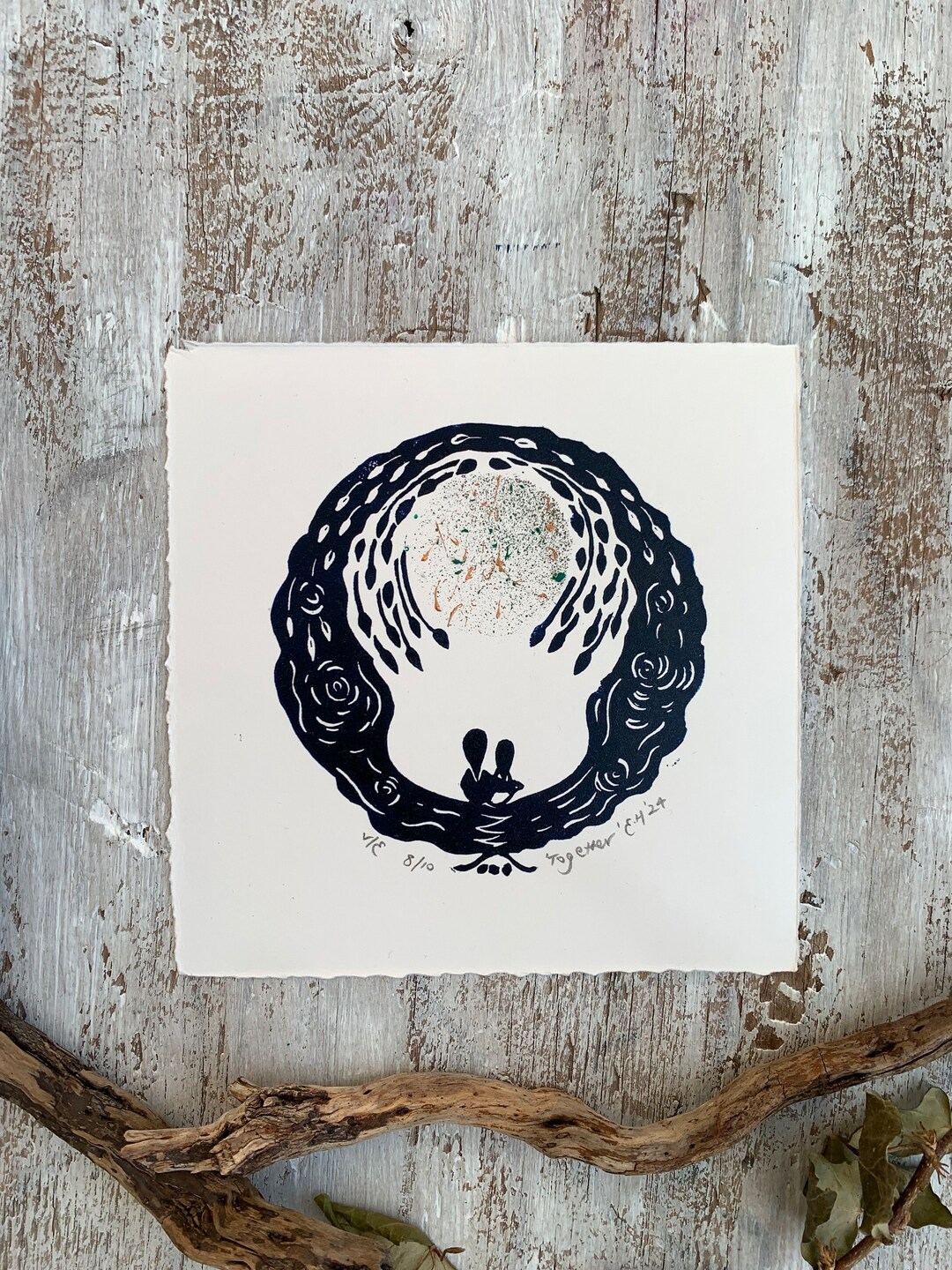 Original Linocut Print: Mother & Daughter, Bohemian Wall Art (7x7) - Etsy