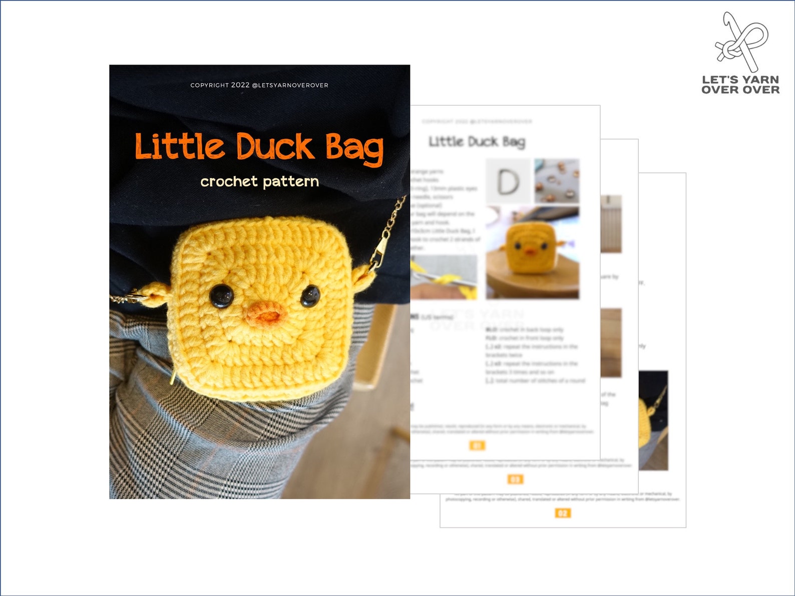 Digital Pattern | Crochet Little Duck Bag | DIY Handmade Shoulder Cross ...