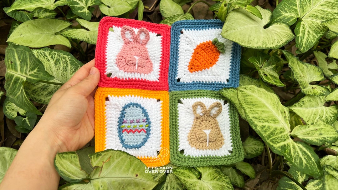 Digital Crochet Pattern | Easter Granny Squares | Crochet Carrot ...