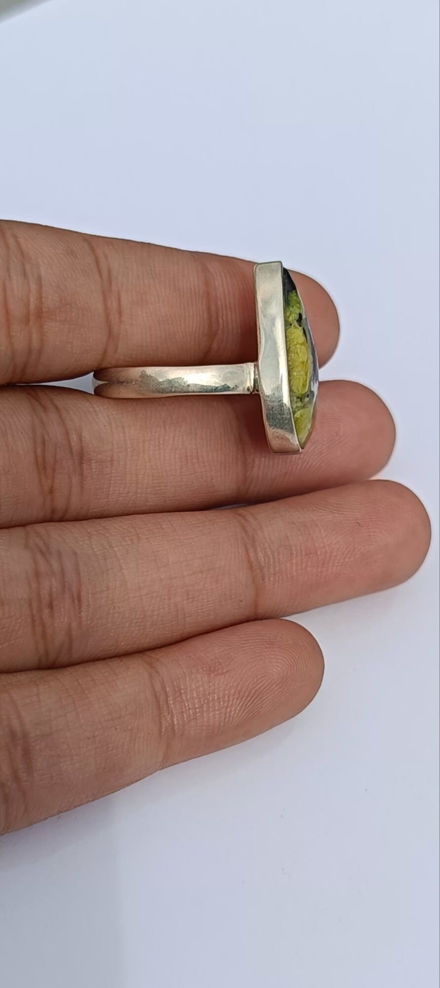Lizardite Ring, 925 Sterling Silver, Drop Shape Lizardite Ring, Gift ...