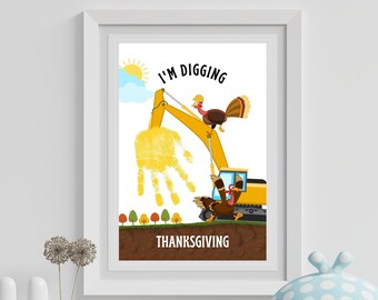 Excavator Handprint Card - Etsy