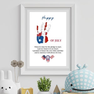 4th of July Poem Handprint Art, Flag Hand Handprint Art, Independence ...