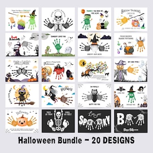 Halloween Handprint Footprint Fingerprint Craft Bundle, Halloween ...