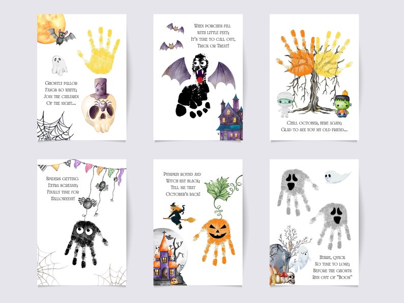 Halloween Handprint Footprint Craft Bundle Halloween - Etsy