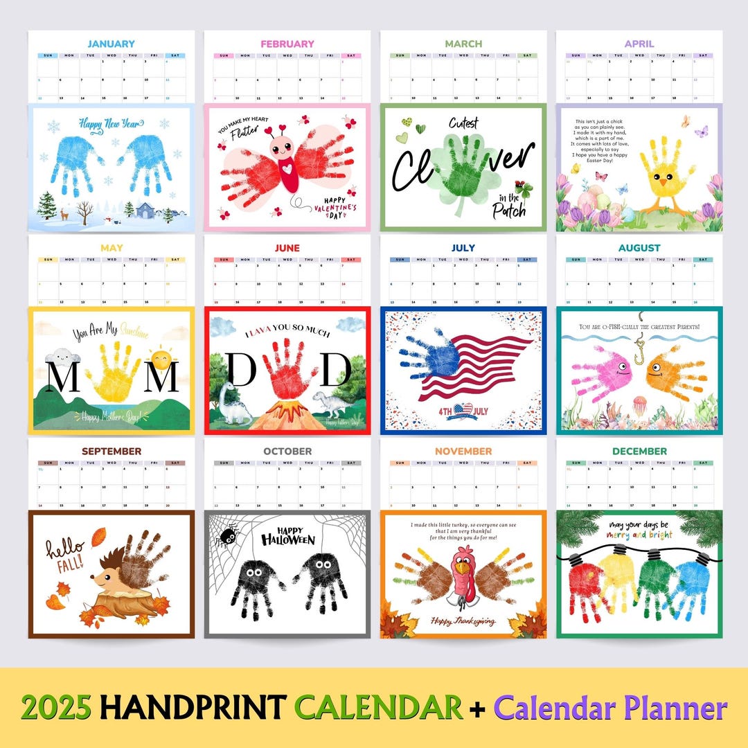 2025 Handprint Calendar / Handprint Art / Kids Baby Toddler / Nursery ...